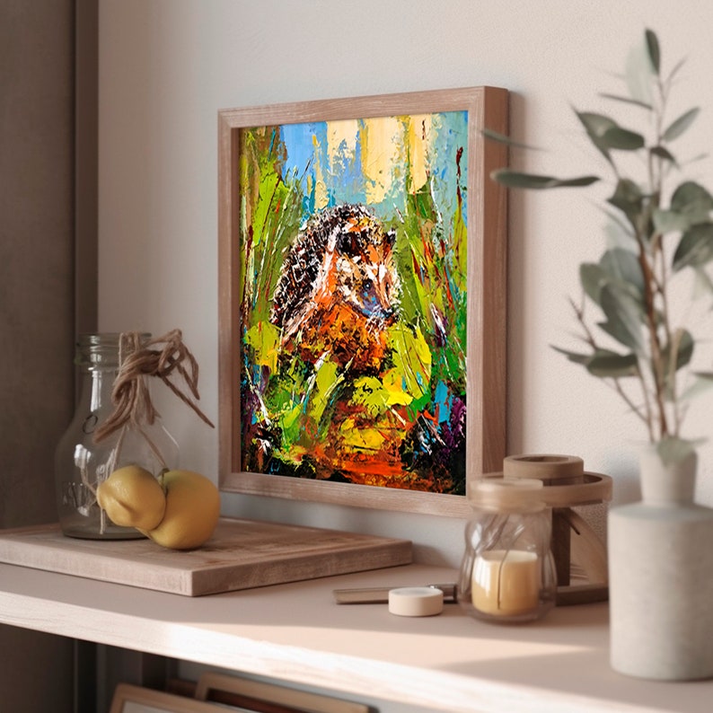 Hedgehog Painting Swamp Animals Original Art Wild Animal Impasto ...