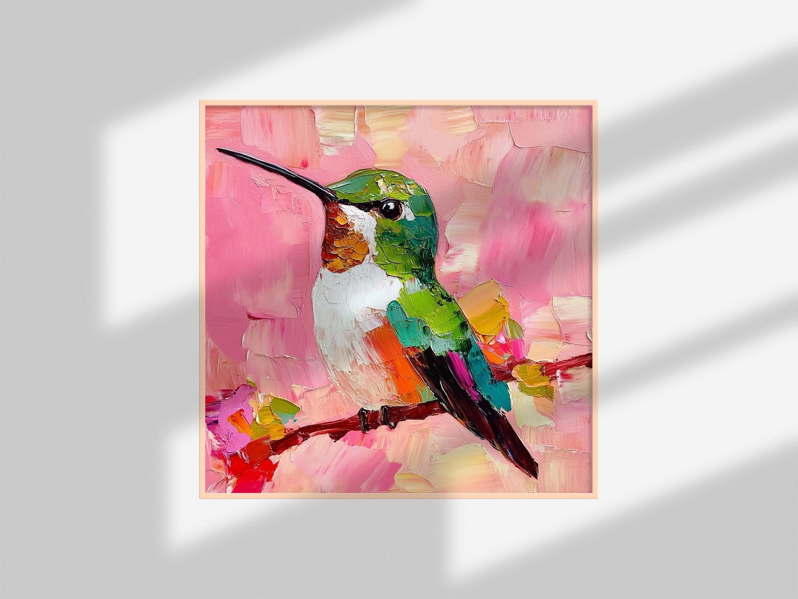 Hummingbird Oil Painting: Impasto Bird Art, Original Fine Art (10x10 In ...