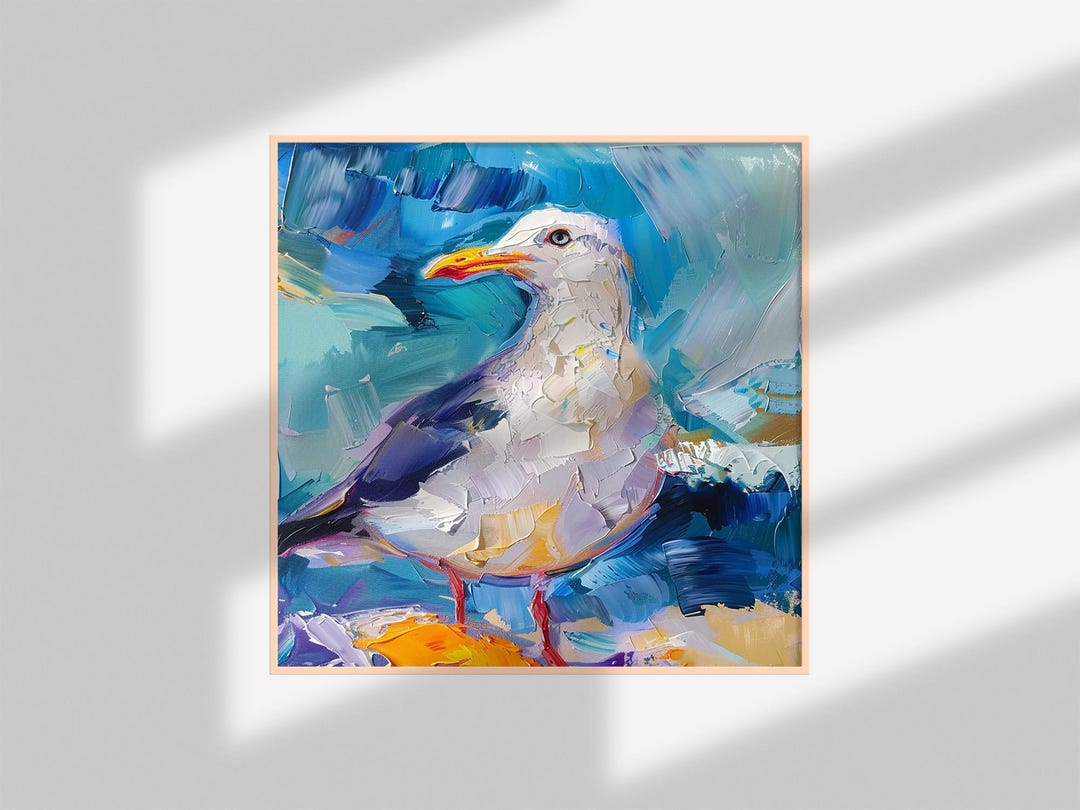 Seagull Oil Painting on Canvas: Brushstroke Sea Bird Art - Etsy