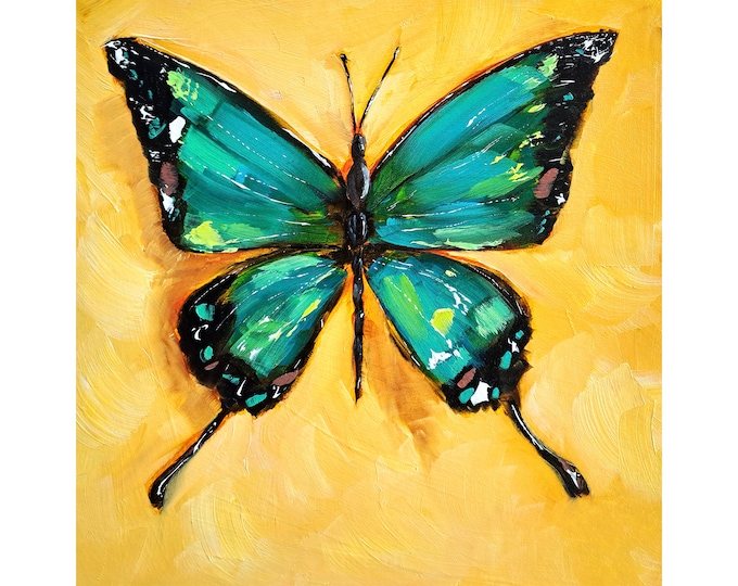 Butterfly Painting Insect Original Art Animal Oil Painting Morpho Wall ...