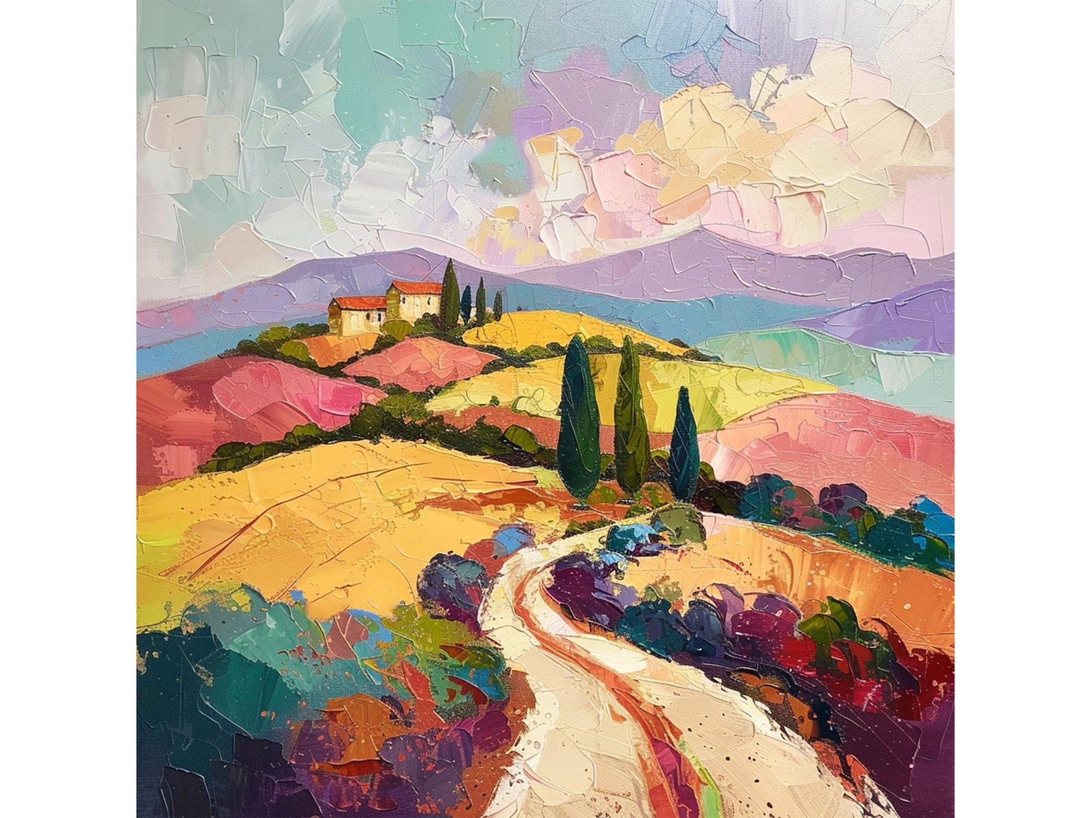 Tuscany Painting Italian Countryside Original Art Italian Landscape ...