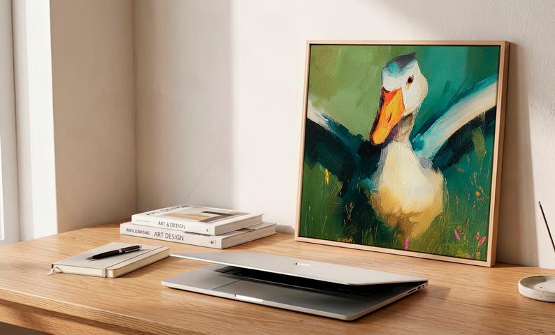 Goose Large Canvas Painting White Goose Artwork Bird Portrait Farmhouse ...