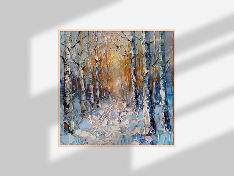 Winter Birch Tree Oil Painting: Aspen Forest Landscape Impasto Art - Etsy