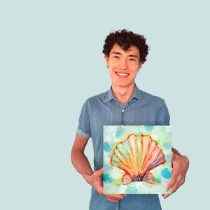 Seashell Oil Painting Fish Original Art Shellfish Artwork Underwater ...