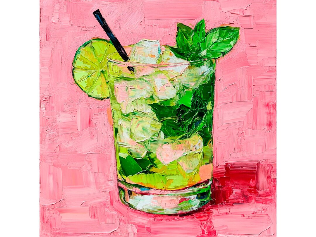 Mojito Painting on Canvas Mojito Cocktail Canvas Original Art Drink Bar ...