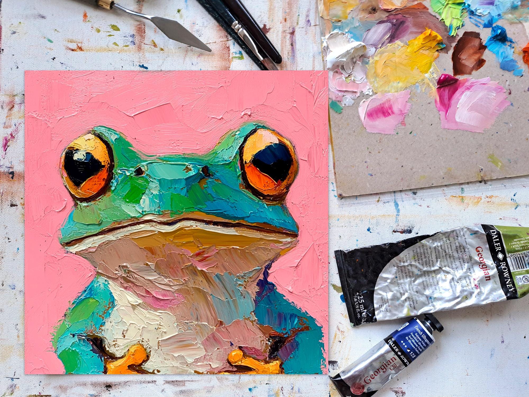 Tree Frog Portrait Canvas Art Frog Original Canvas Fine Art Animals ...