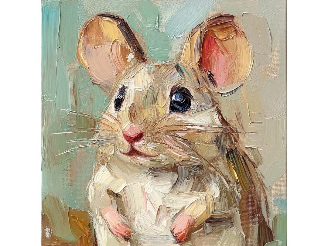 Mouse Oil Painting on Canvas: Whimsical Farmhouse Animal Art - Etsy