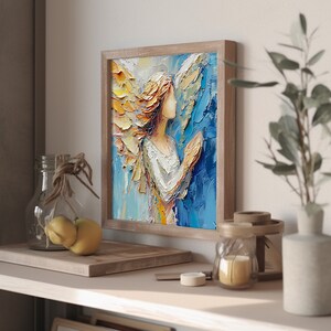 Angel Oil Painting on Canvas Angel Wings Textured Original Art Woman ...