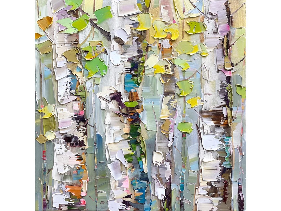 Aspen Forest Impasto Oil Painting Abstract Colorado Landscape Wall Art ...