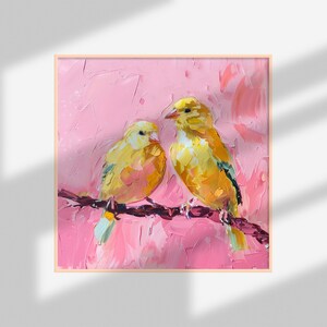 Yellow Canary Painting Bird Original Fine Art Couple Animals Wall Art ...