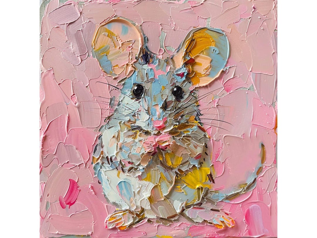 Mouse Impasto Art Farm Animals Painting Pet's Portrait Wall Art by ...