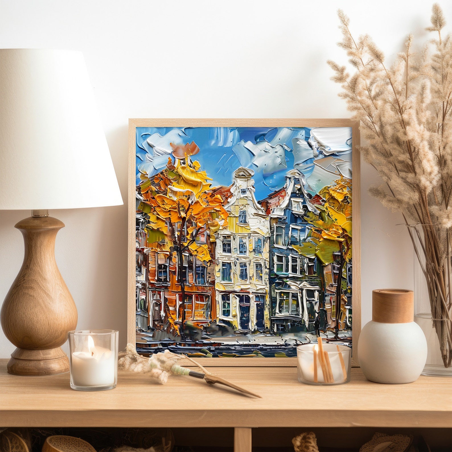 Amsterdam Oil Painting Netherlands Cityscape Original Art Amsterdam ...