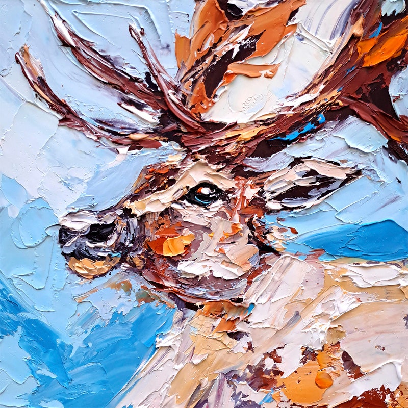Reindeer Painting - Etsy