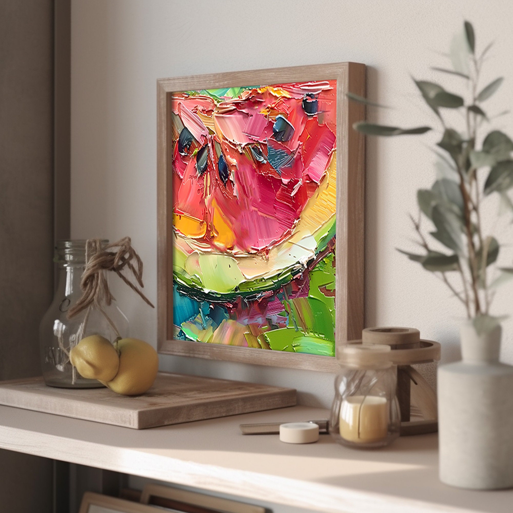 Watermelon Oil Painting on Canvas Fruit Original Art Food Impasto ...