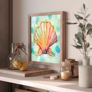 Seashell Oil Painting Fish Original Art Shellfish Artwork Underwater ...