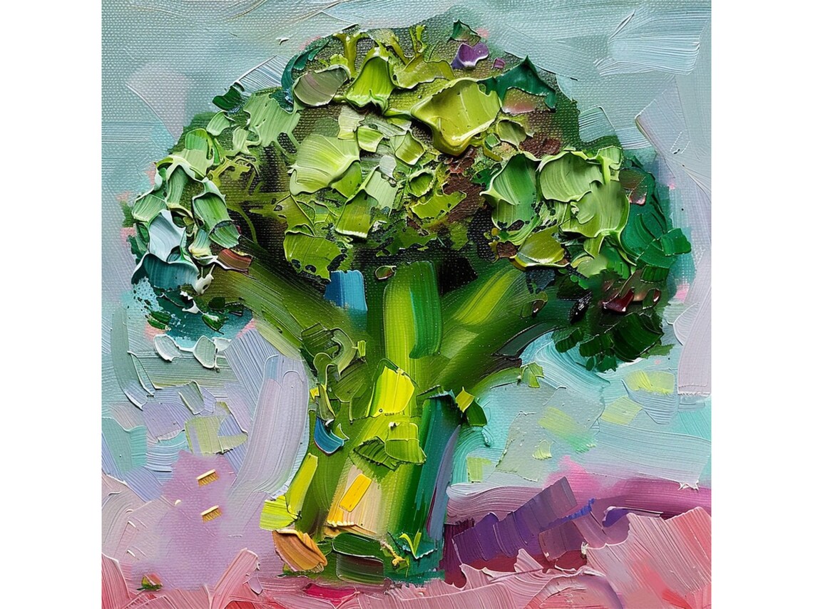 Broccoli Painting on Canvas Vegetables Original Art Kitchen Wall Art ...