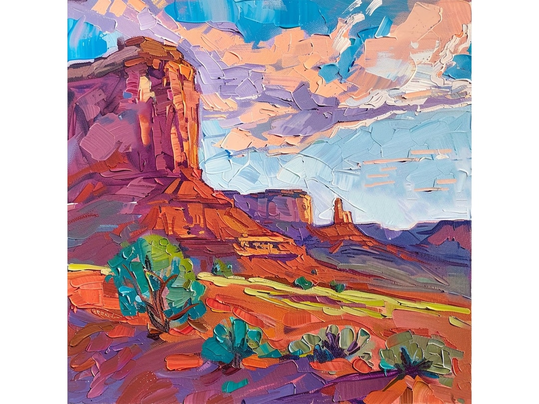 Arizona Oil Painting on Canvas Saguaro National Park Original Art ...