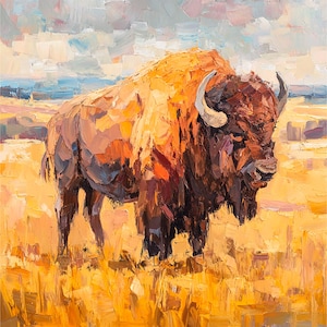 Bison Original Painting on Canvas Wild Animals Handmade Original Canvas ...