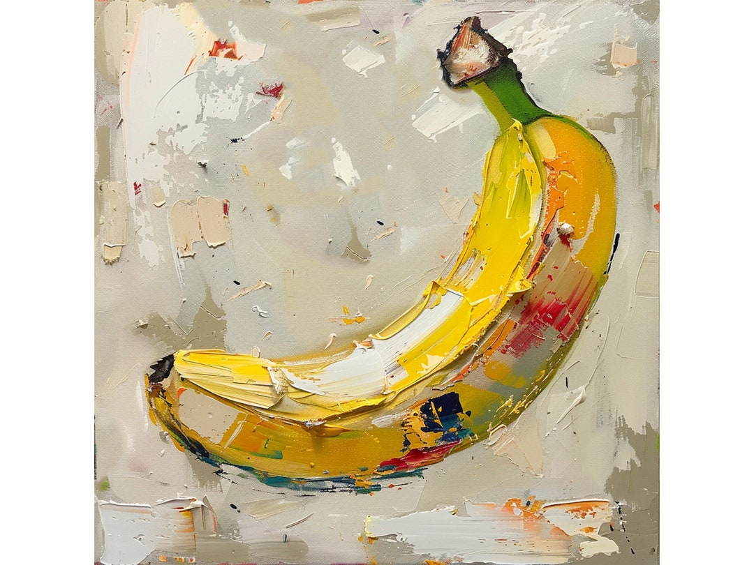 Banana Oil Painting Impasto Fruit Art Kitchen Wall Decor Gift by ...
