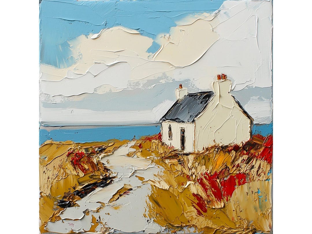 Scotland Oil Painting Scottish Countryside House Impasto Artwork ...