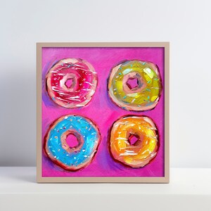 Donut Painting Food Original Art Doughnut Oil Painting Original Kitchen ...