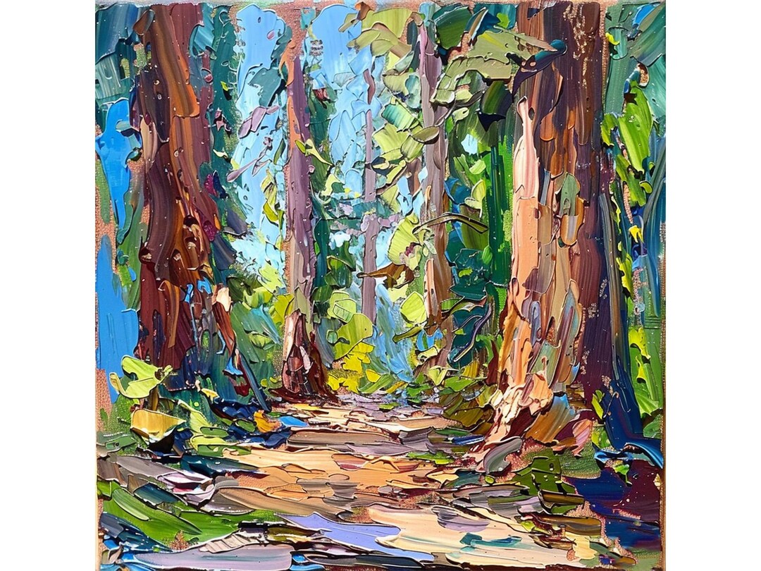 Sequoia National Park Canvas Art Sequoia Trees Impasto Original ...
