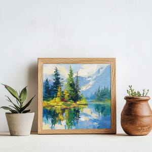 Colorado Mountain Lake Oil Painting: Rocky Mountain Pine Tree Landscape ...