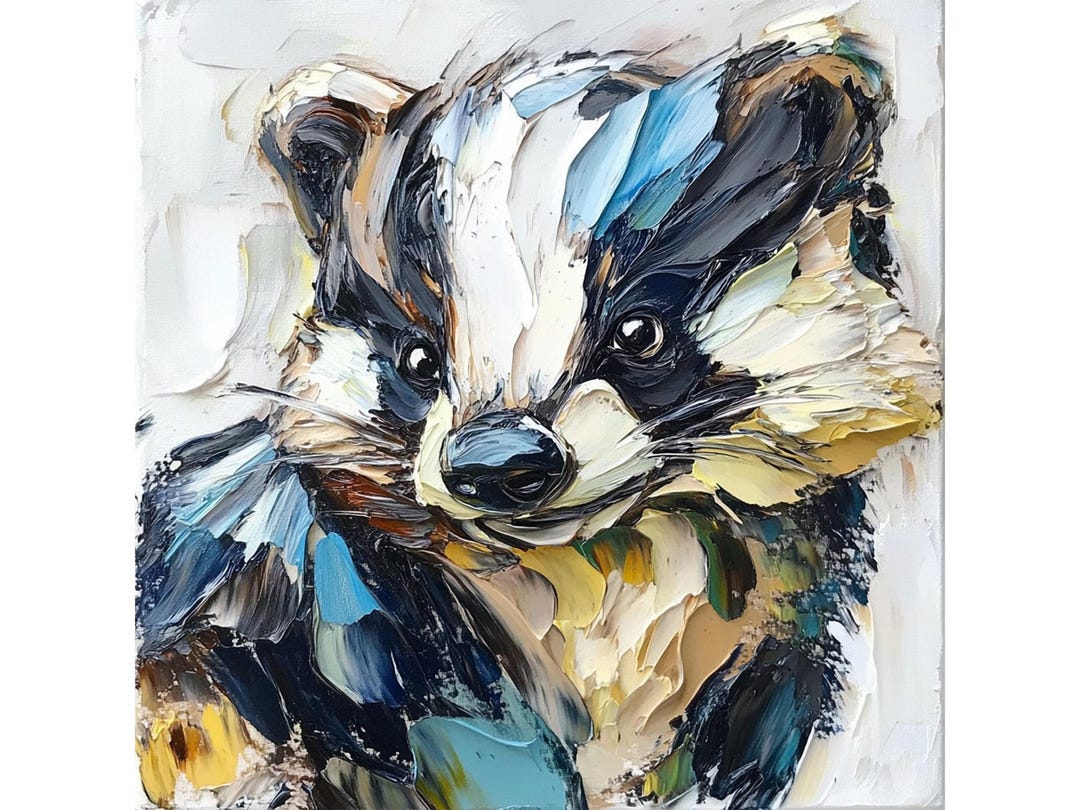 Badger Impasto Oil Painting Wild Animals Original Fine Canvas Art ...