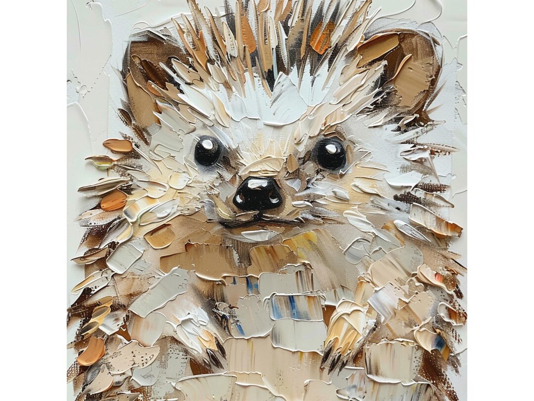 Hedgehog Painting on Canvas Impasto Animals Original Canvas Fine Art ...