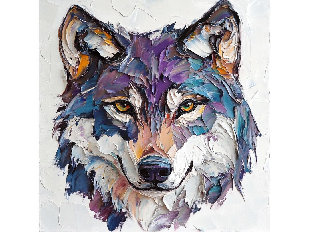 Wolf Canvas Oil Painting Wild Animals Impasto Original Canvas Fine Art ...