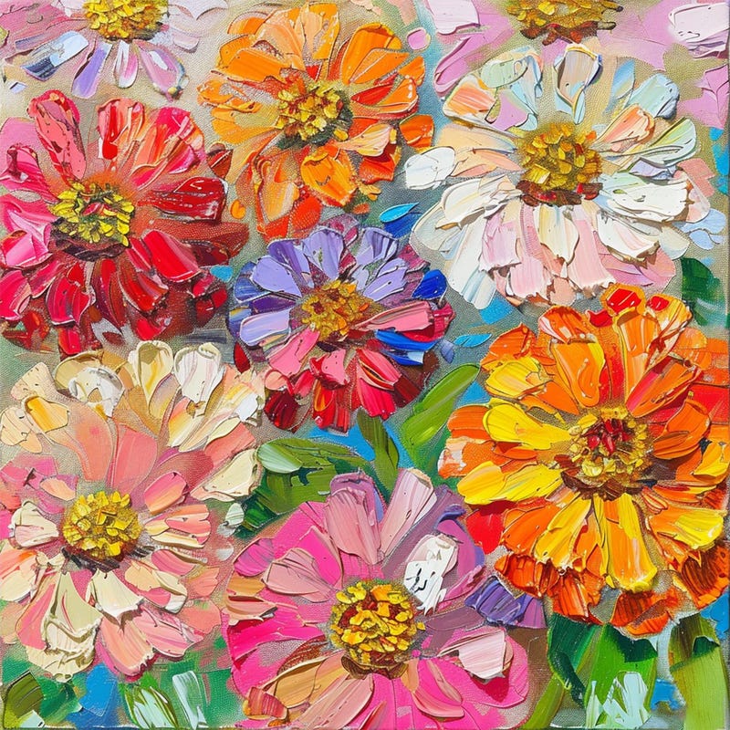 Zinnia Painting - Etsy
