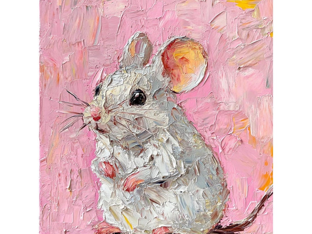 Mouse Impasto Oil Painting Farmhouse Animals Original Fine Art Nursery ...