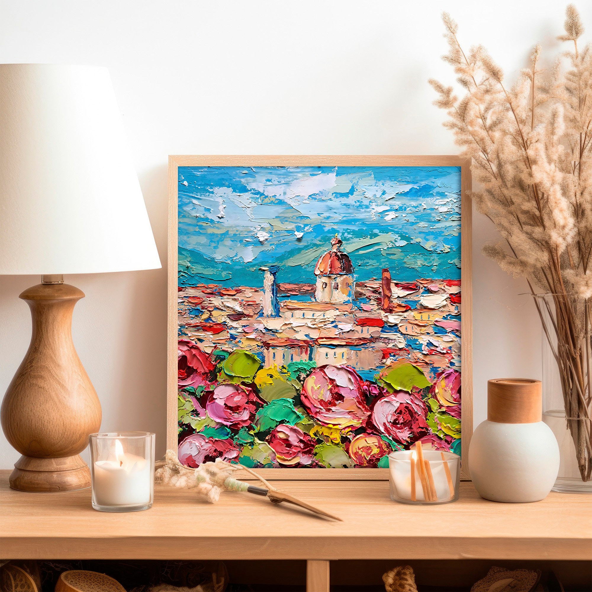 Florence Painting Rose Original Fine Art Italy Cityscape Impasto ...