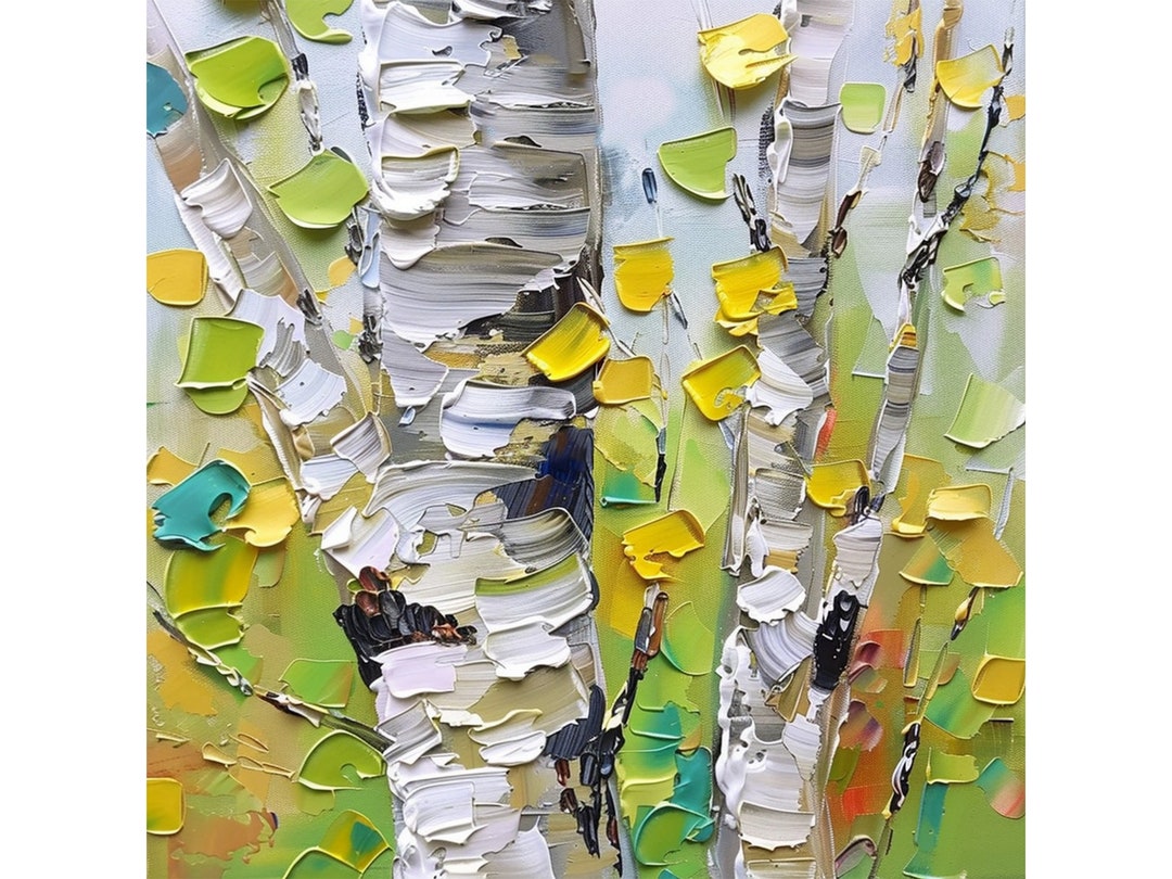 Birch Trees Oil Painting Aspen Forest Original Art Landscape Impasto ...