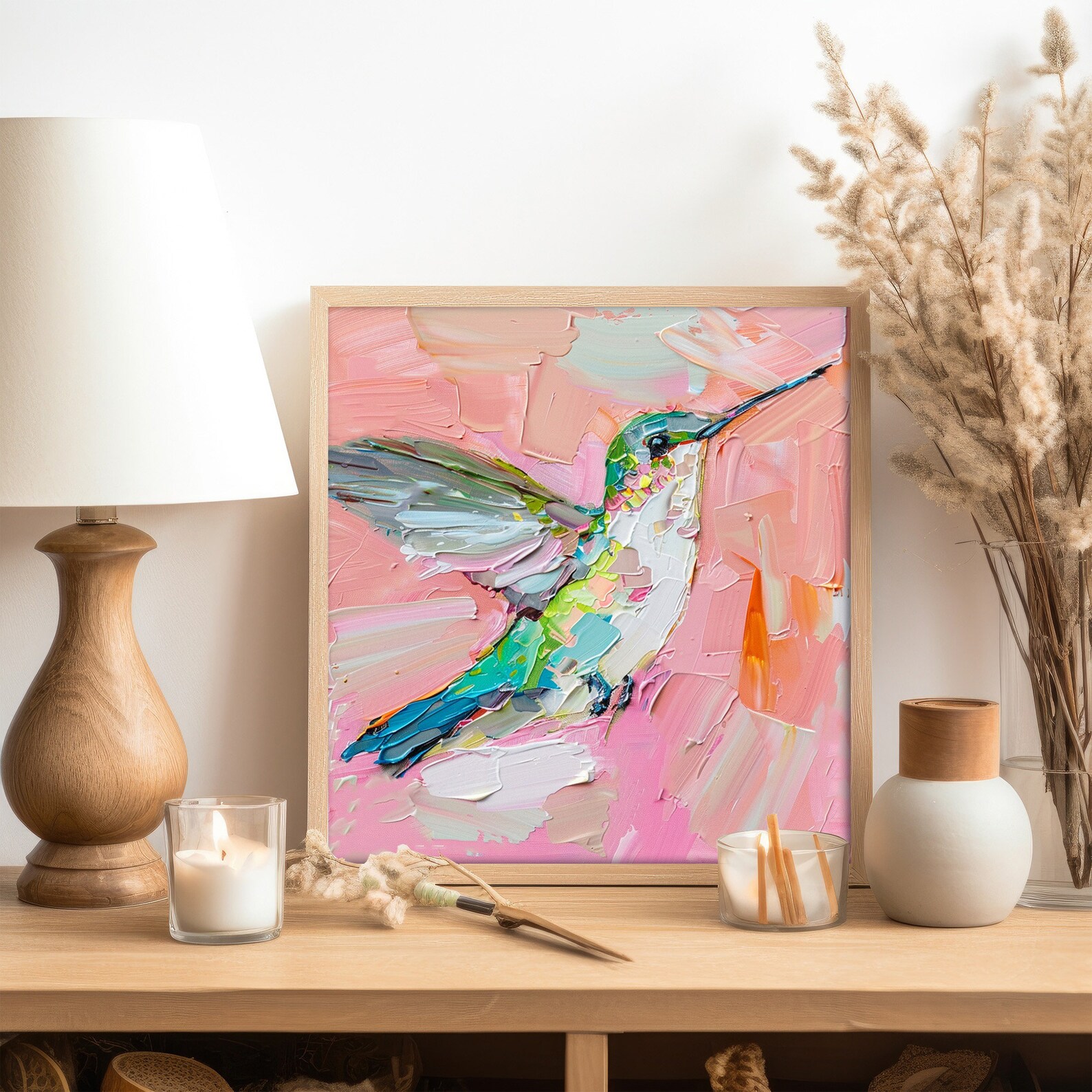 Hummingbird Oil Fine Painting Birds Impasto Original Art Animals ...