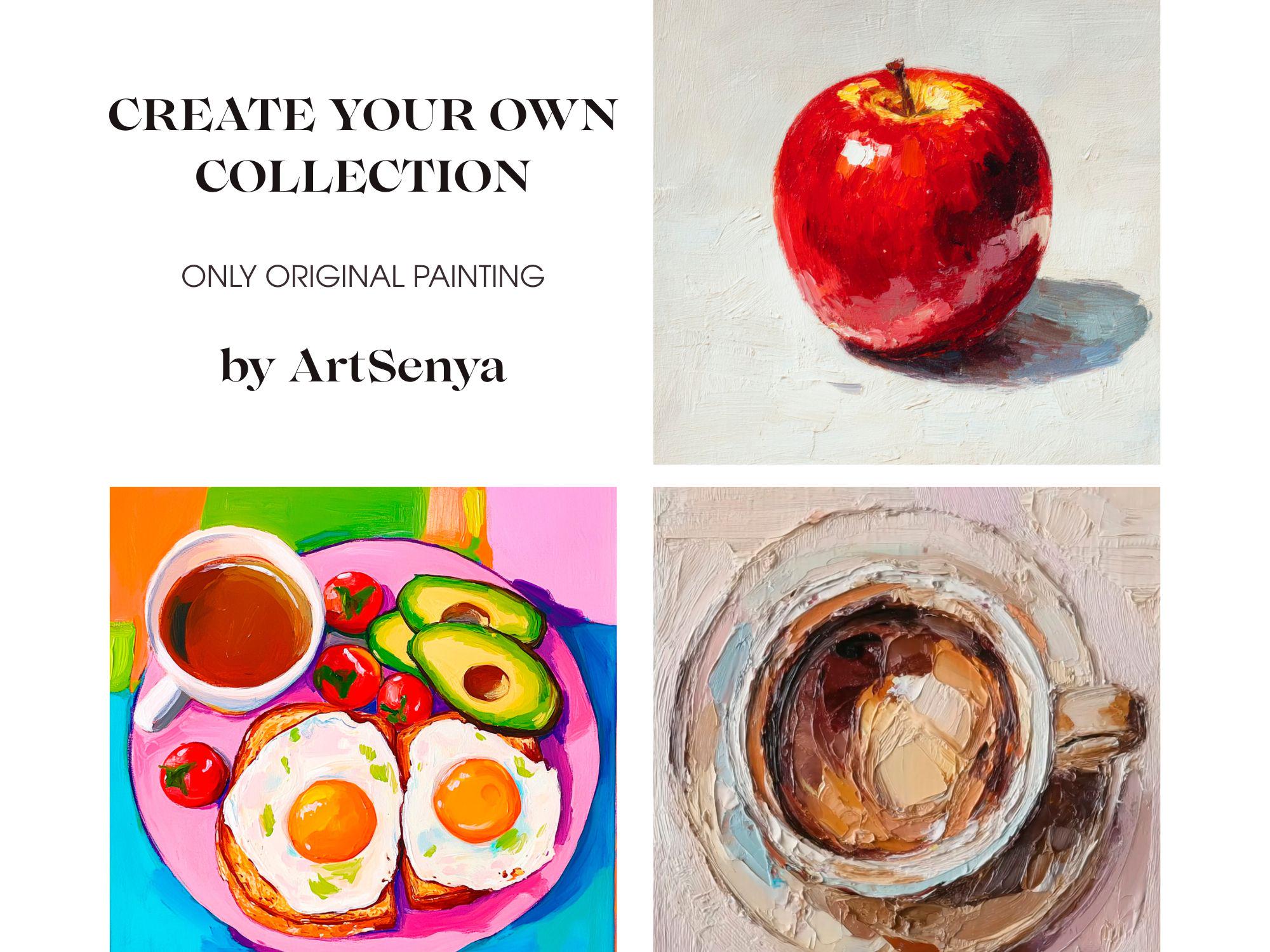 Red Apple Painting Still Life Kitchen Wall Art Realistic Fruit Oil ...