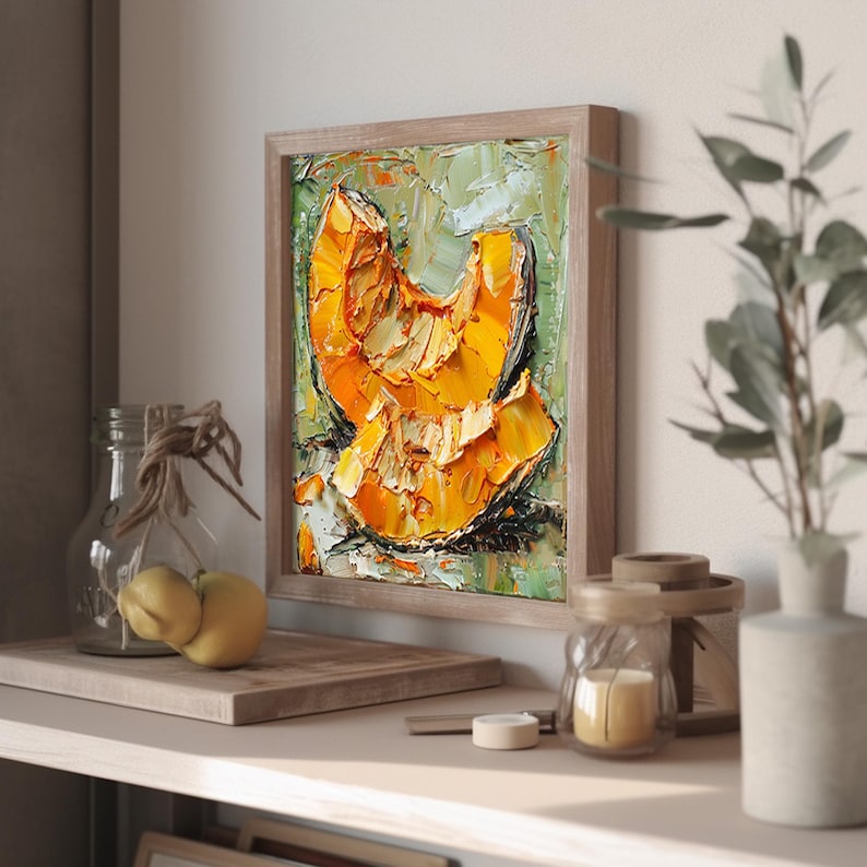 Pumpkin Slices Oil Painting: Original Kitchen Wall Art, 10x10 - Etsy UK