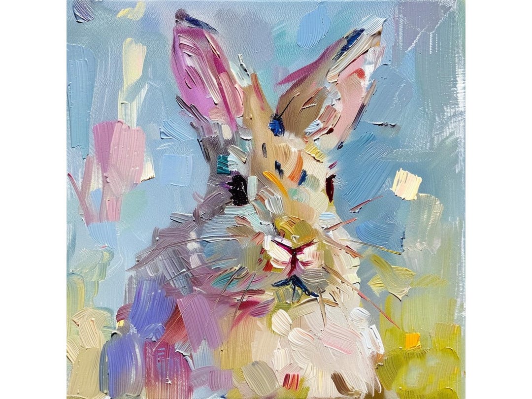 Bunny Canvas Art Brushstroke Animals Original Canvas Painting Rabbit ...
