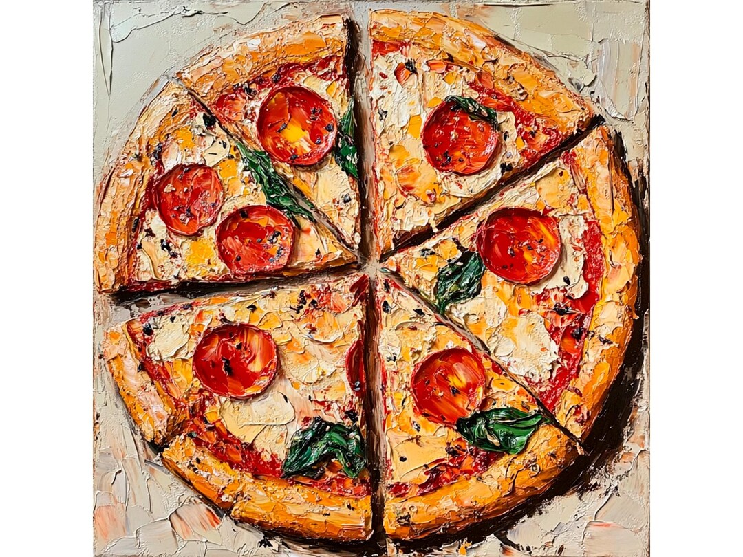 Pizza Oil Painting on Canvas Food Original Impasto Original Wall ...