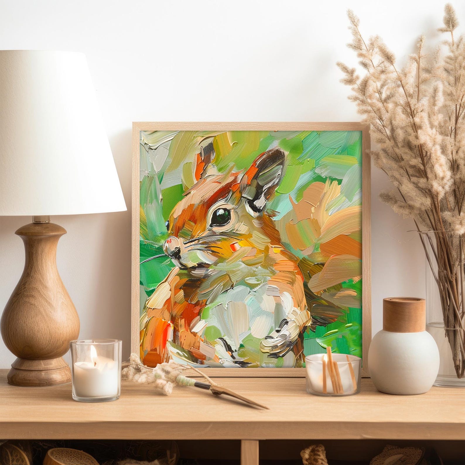 Squirrel Oil Painting on Canvas: Wild Animal Portrait Art by Artsenya ...
