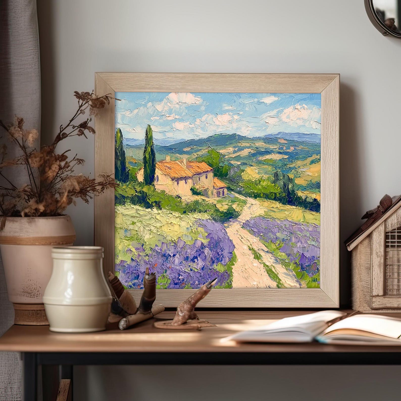 Tuscan Countryside Oil Painting Italian Landscape Art Rustic Farmhouse ...