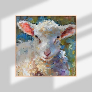 Sheep Oil Painting on Canvas Lamb Impasto Original Art Farm Animals ...