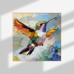 Hummingbird Painting Small Birds Original Fine Art Animals Impasto ...