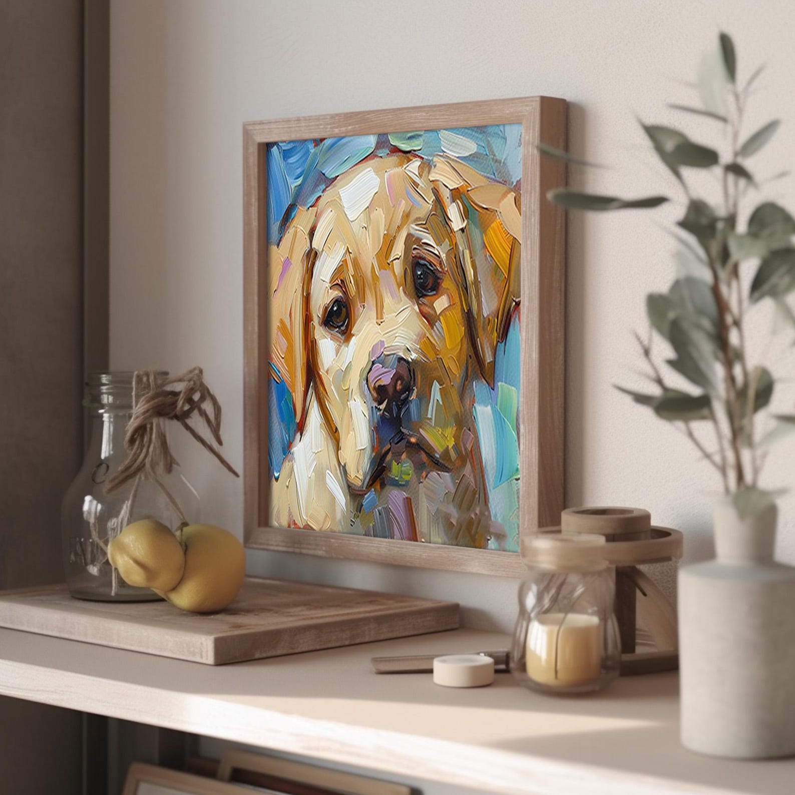 Gold Retriever Portrait on Canvas Puppy Original Canvas Art Cub Animals ...