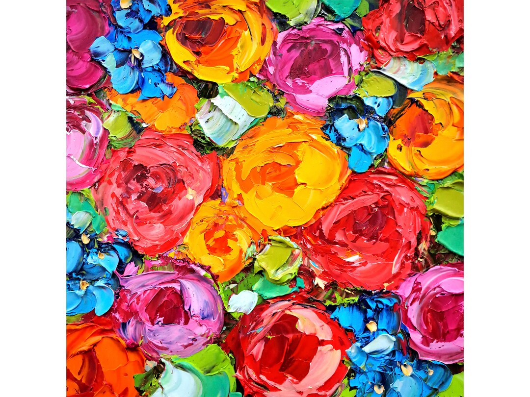 Ranunculus Painting Floral Original Art Flowers Impasto Oil Painting ...
