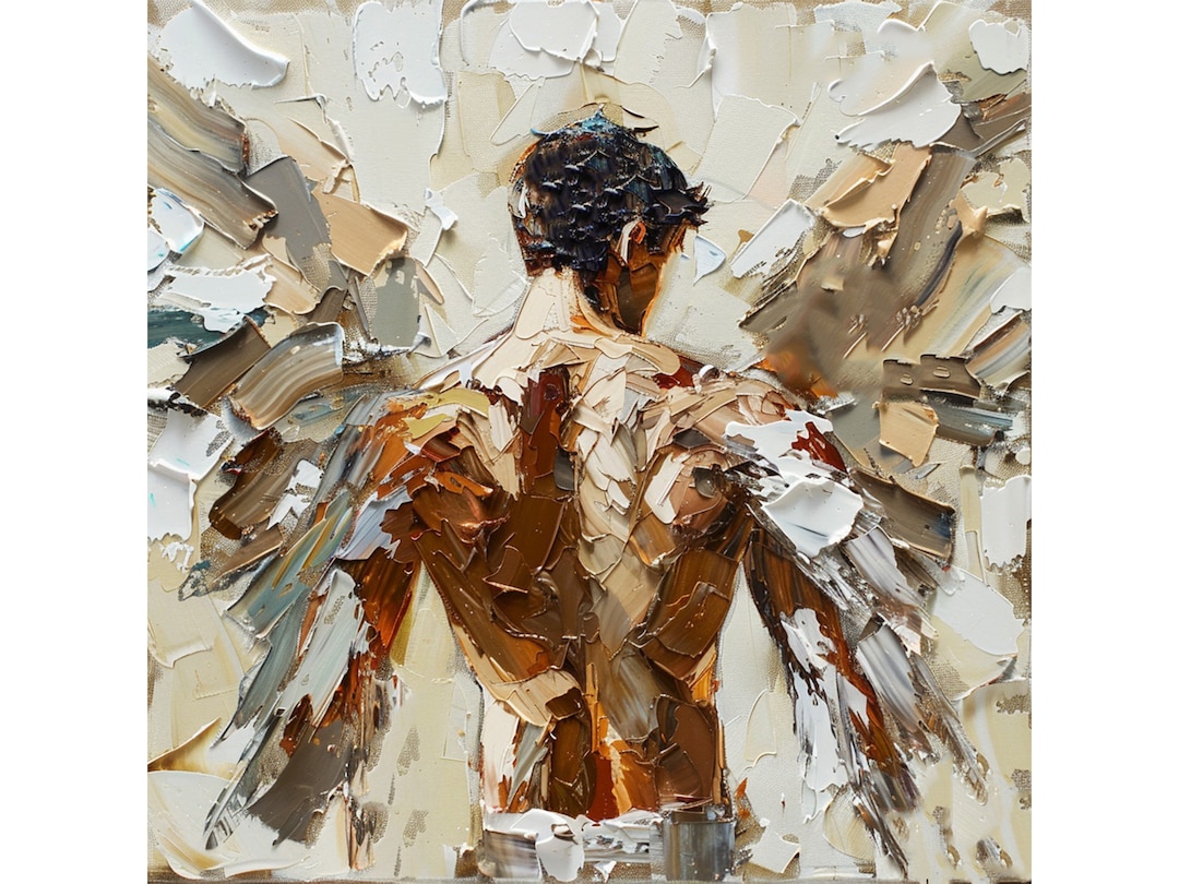 Male Body Painting Angel Original Art Men Body Impasto Artwork Angel ...