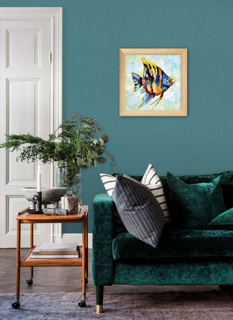 Angelfish Painting Fish Original Art Animal Oil Painting Scalar Artwork ...