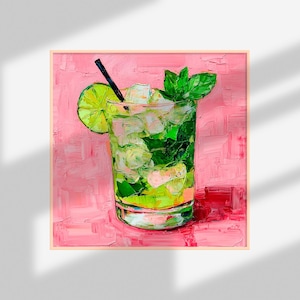 Mojito Painting on Canvas Mojito Cocktail Canvas Original Art Drink Bar ...
