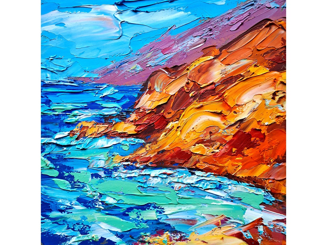 Big Sur Oil Painting California Seascape Original Art Mountains Impasto ...