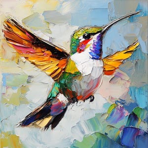 Hummingbird Painting Small Birds Original Fine Art Animals Impasto ...